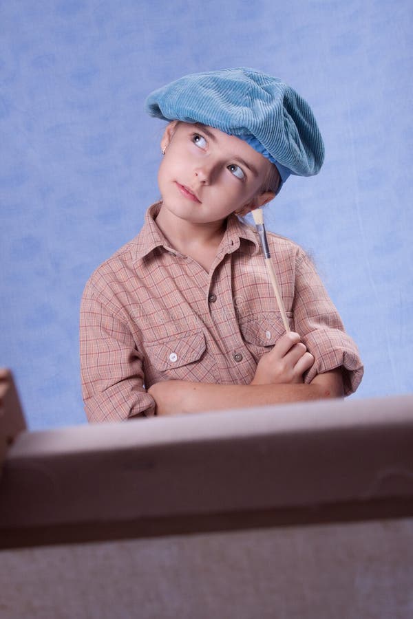 Little painter stock image. Image of painted, brush, hobbies - 11943505