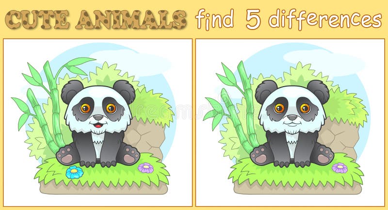 Little Panda, Find Five Differences Illustration Stock Illustration ...