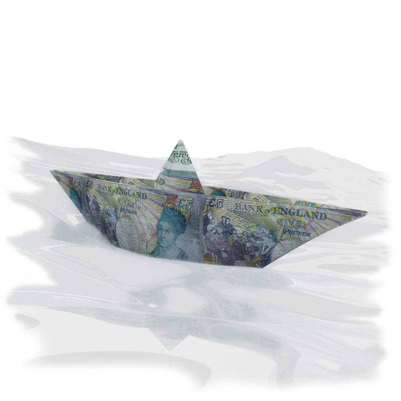 Little Paper Boat with 5 Pounds Sterling Editorial Photo - Image of ...