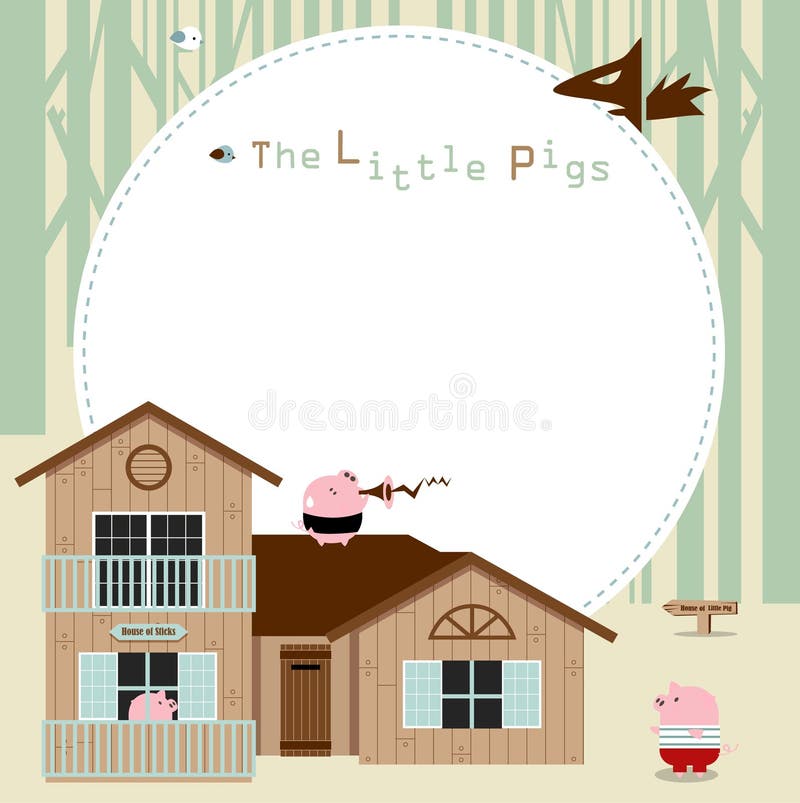 Little pigs frame stock vector. Illustration of wooden - 37866403