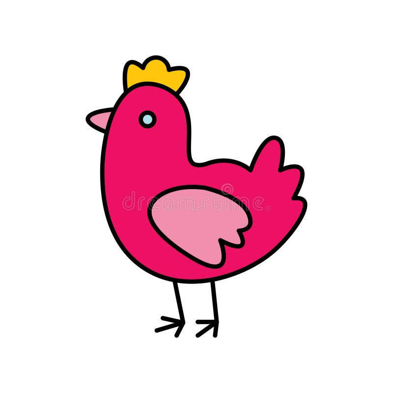 Little Pink Birdy with a Crown Icon Vector Illustration Stock Vector ...