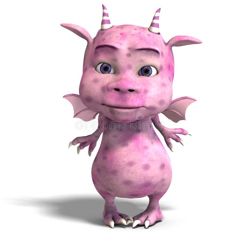 Little Pink Cute Toon Dragon Devil Stock Illustration - Illustration of ...