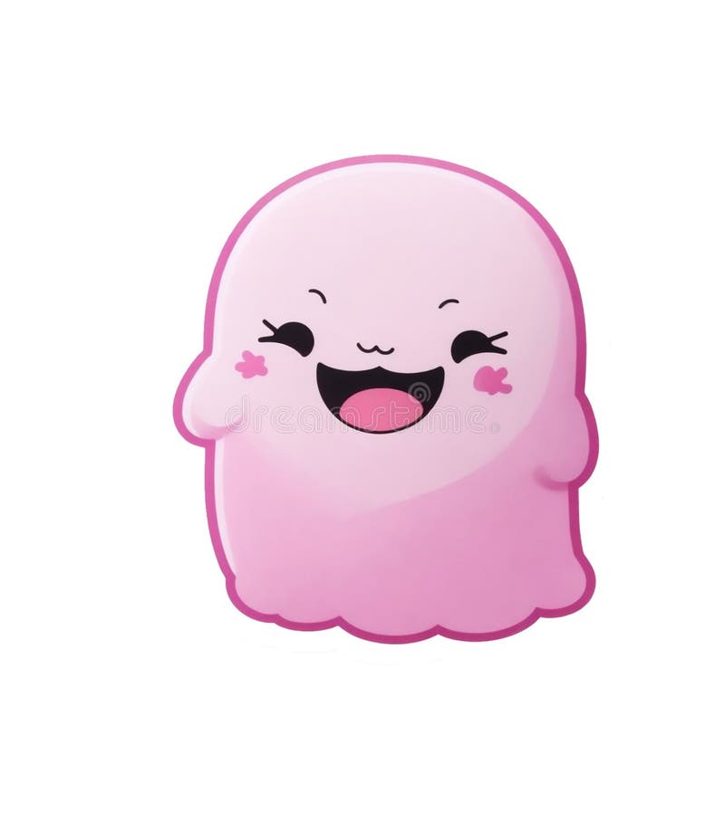Little Pink Ghost Kawaii Art for Halloween Stock Illustration ...