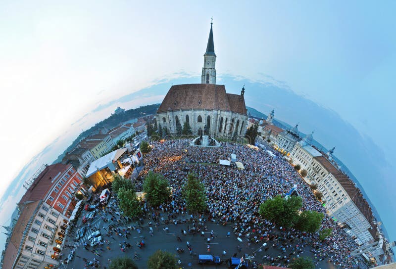 Little Planet Panorama Projection of a Crowded Square Editorial ...