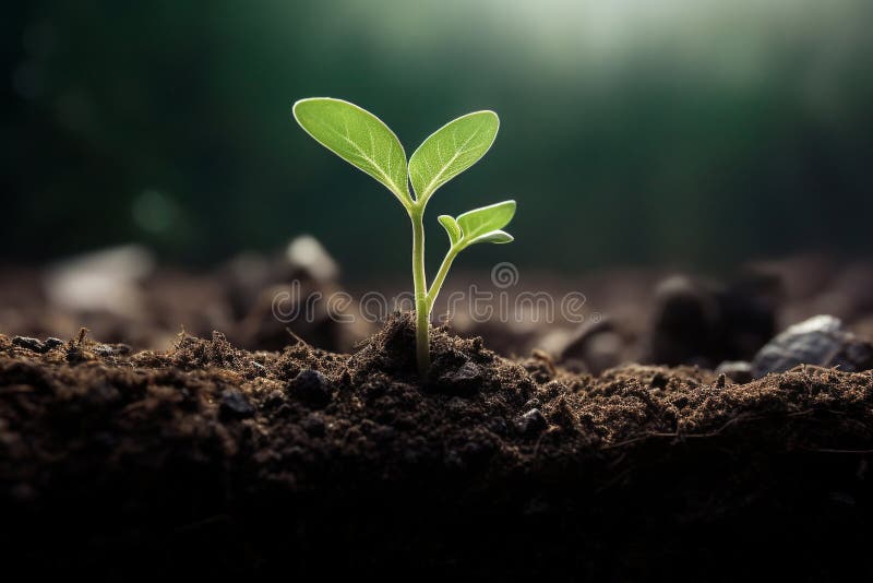 A Little Plant Growing in the Soil Generative AI Stock Illustration ...