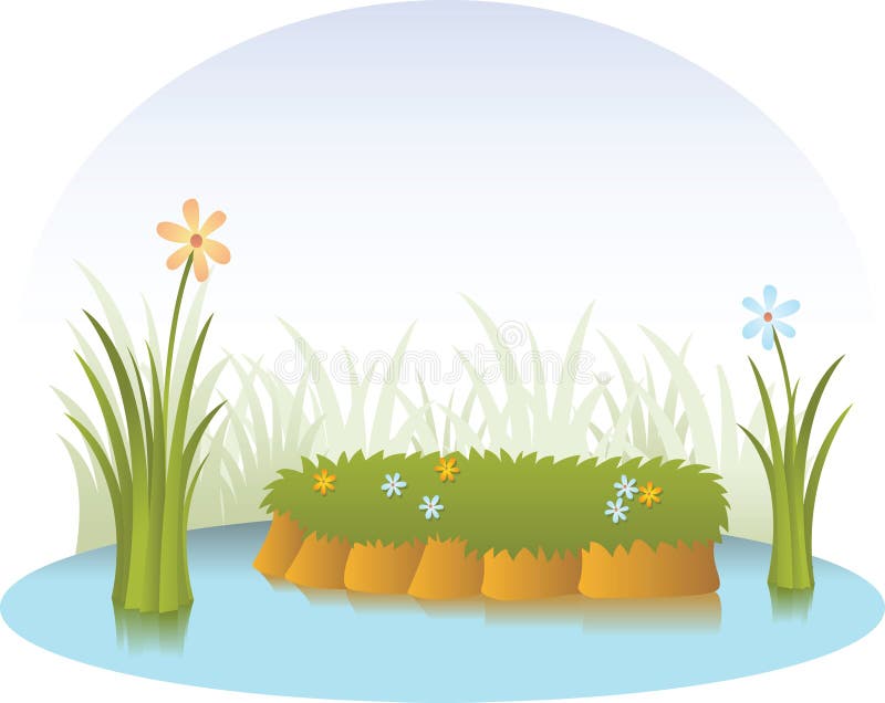 Little Pond stock vector. Illustration of nature, grass - 14238900