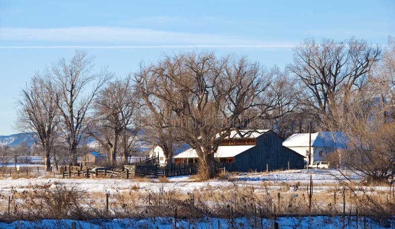 Little Prairie Farm in Winter Stock Image - Image of pasture, little ...