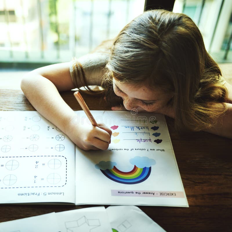 Little Preschooler Writing Activity Concept Stock Image - Image of ...