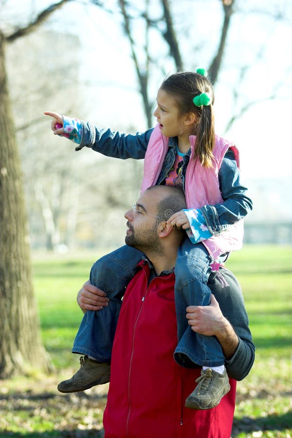 Little Pretty Child Happy Running To Father Stock Image - Image of ...