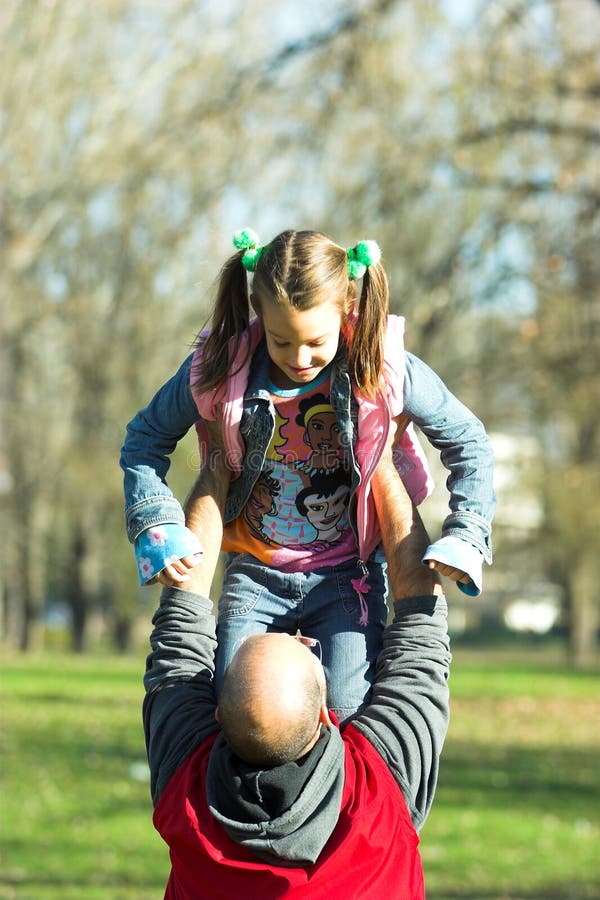 Little Pretty Child Happy Running To Father Stock Image - Image of ...