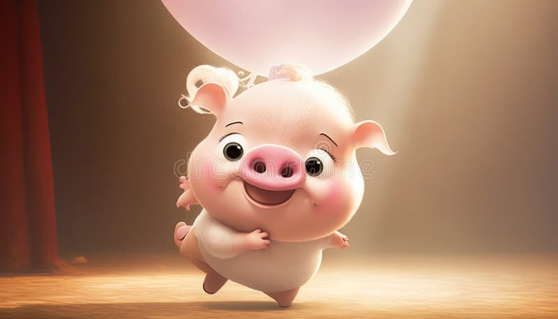 Little Pretty White Pig Playing and Enjoying Image Generative AI Stock ...