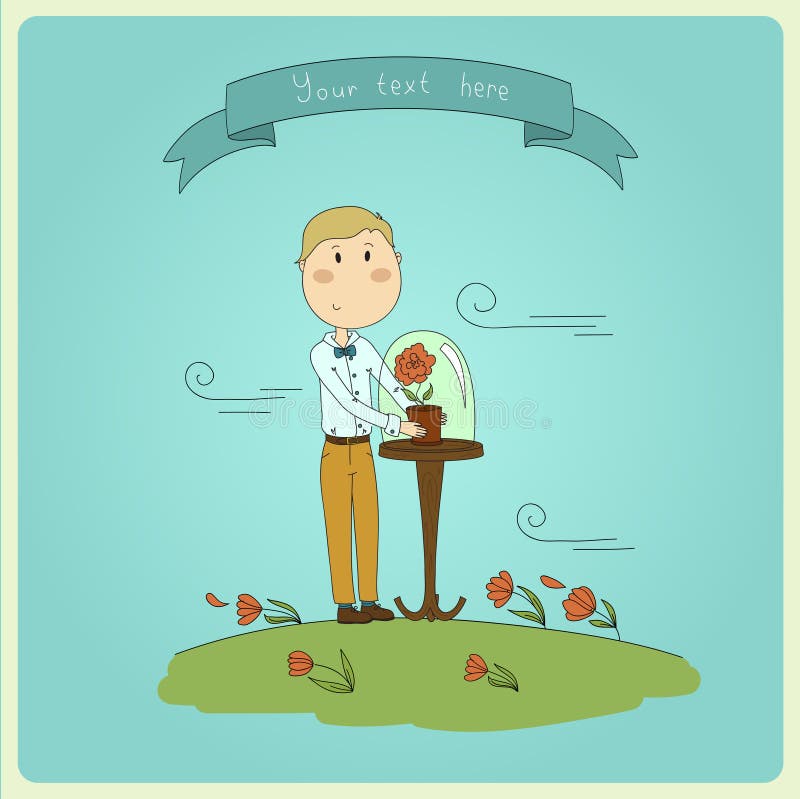 Little Prince with a Rose Standing on an Asteroid. Stock Vector ...