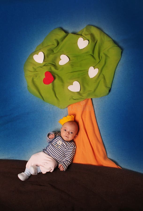 Little Prince Sitting Under a Love Tree Stock Image - Image of story ...