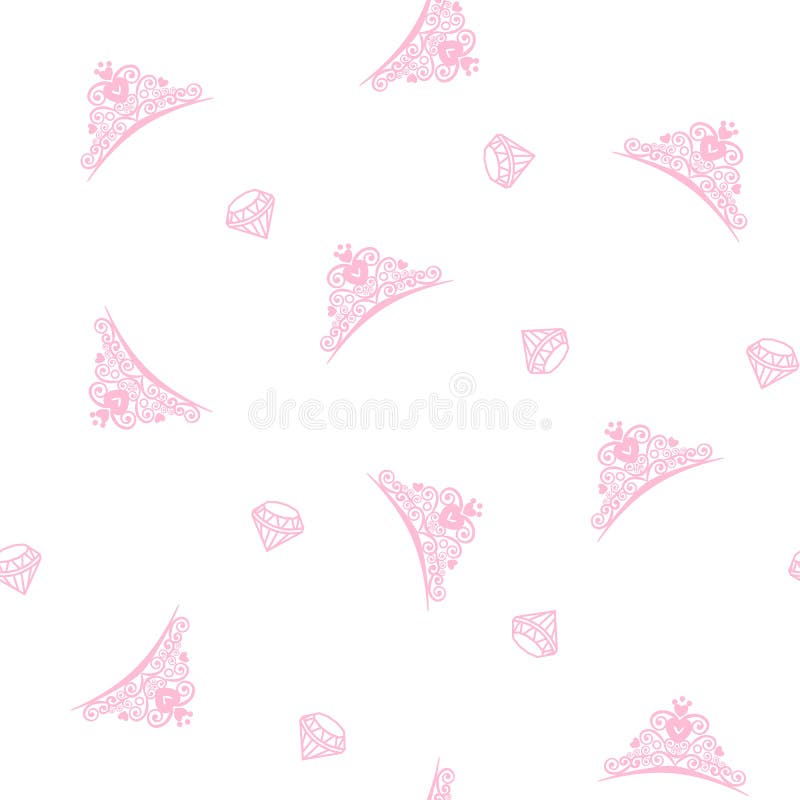 Little Princess Background. with Princess Pink Crowns. Seamless ...