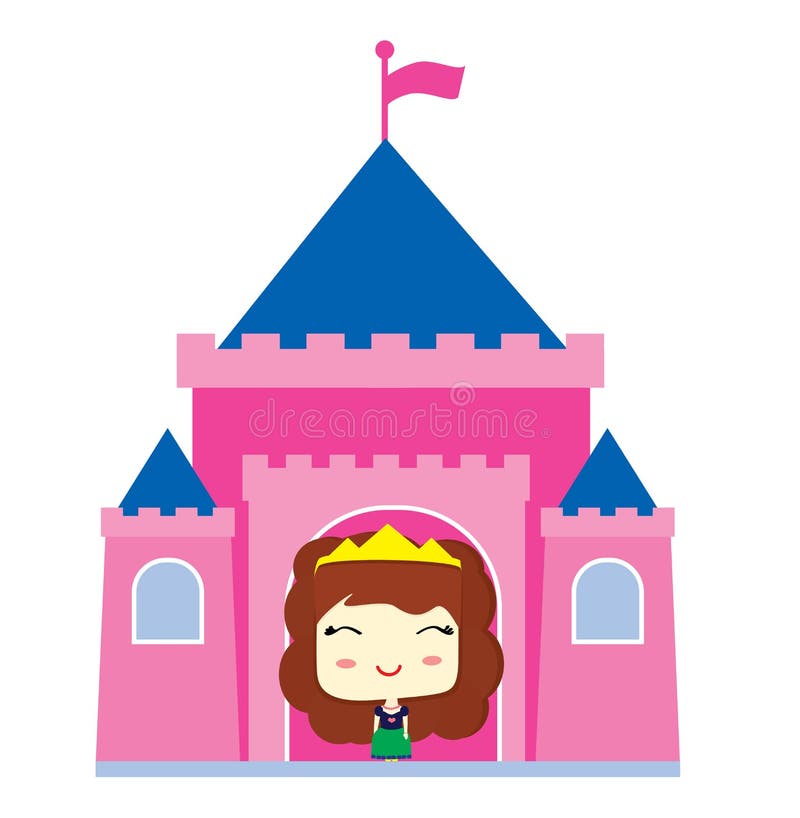 Little Princess in the Castle Stock Illustration - Illustration of blue ...