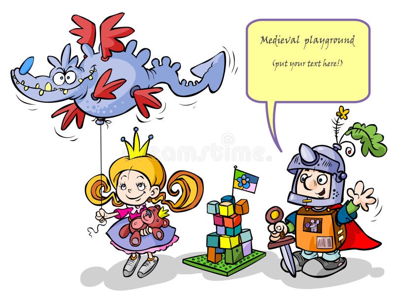 Dragon Kidnapping Princess Prince Castle Tale Stock Vector ...