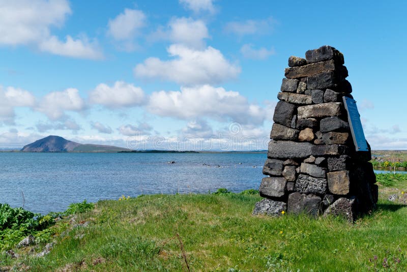 Little Pyramid at Myvatn Lake Stock Photo - Image of volcano, blue ...