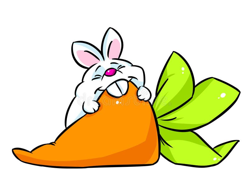 Little Rabbit Big Carrot Breakfast Cartoon Illustration Stock ...