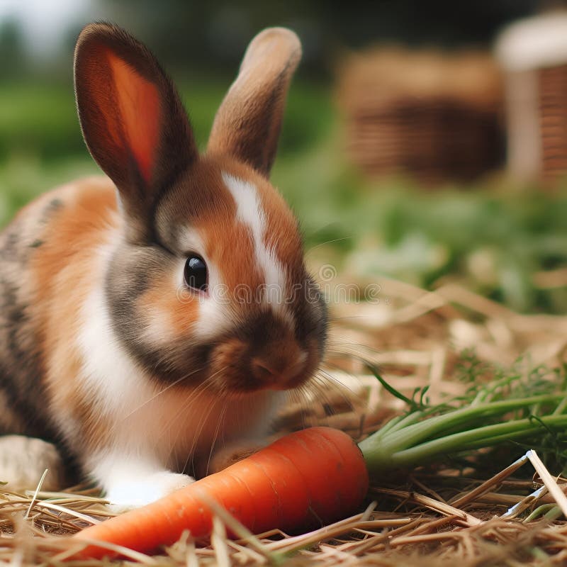 Little Rabbit and Carrots in the Backyard Stock Illustration ...