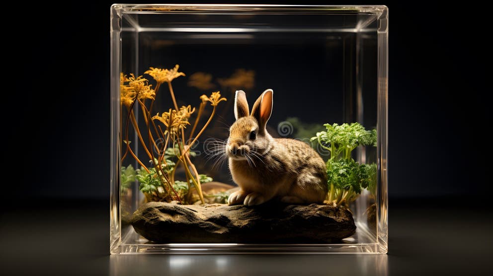 Little Rabbit in the Fish Tank,AI Generated Stock Illustration ...