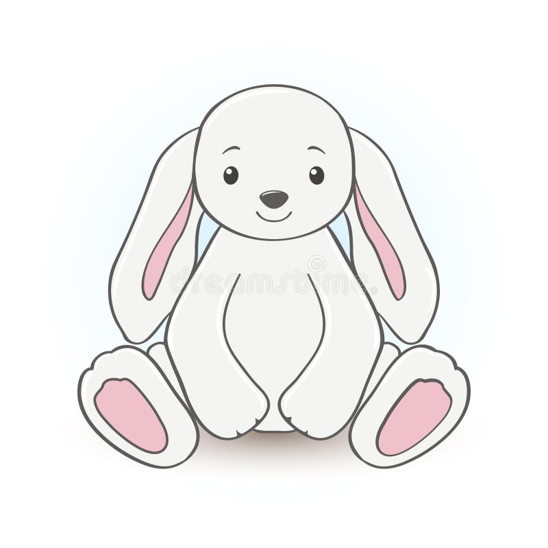 Rabbit with Long Ears. Simple Vector Drawing of Rabbit As Soft Toy ...