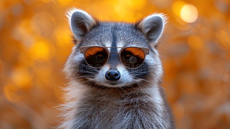 A Little Raccoon Wearing Glasses with Star-shaped Frames, Adding a ...