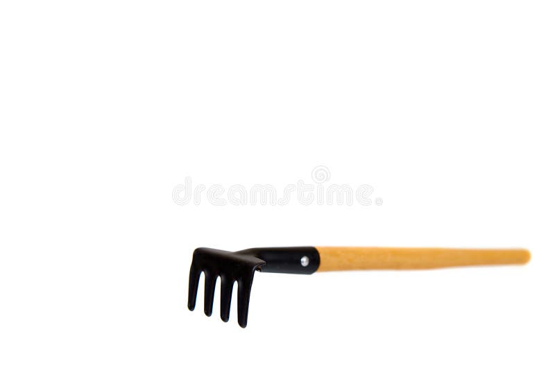 Little Rake, Wooden Handle, Decorative Tools. Isolated Stock Image ...