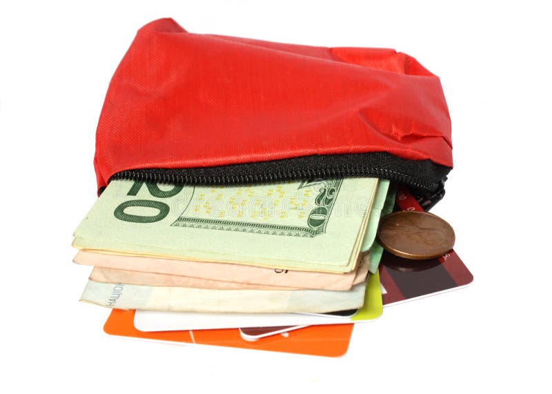 Little red bag with money stock image. Image of money - 12064609