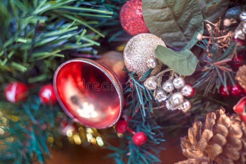 Little red Christmas bell stock image. Image of leaf - 82108027