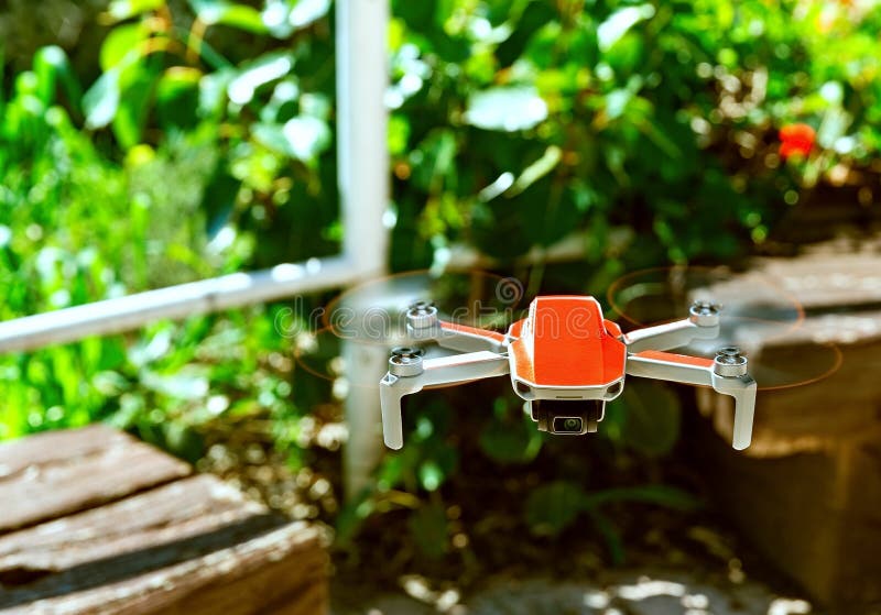 Little Red Drone Hanging in the Air Stock Image - Image of innovation ...
