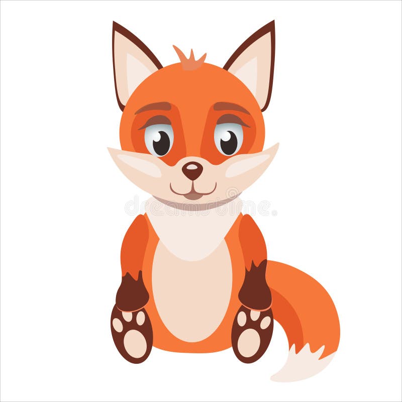 Little Red Fox Sitting and Smiling Stock Illustration - Illustration of ...