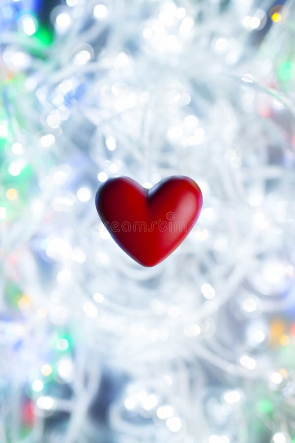 Little Red Heart on Abstract Bokeh Effect Background Stock Image ...
