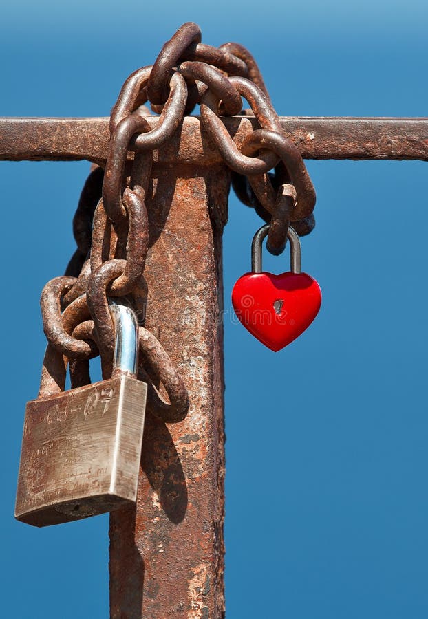 Little Red Padlock in Form of Heart-shaped Stock Image - Image of ...
