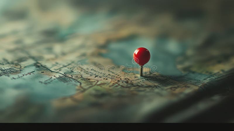 Little Red Pin on a Map Created with Generative AI. Pinning a Target on ...