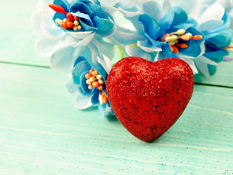 Little Red Shiny Hearts on Blue Background Stock Image - Image of ...