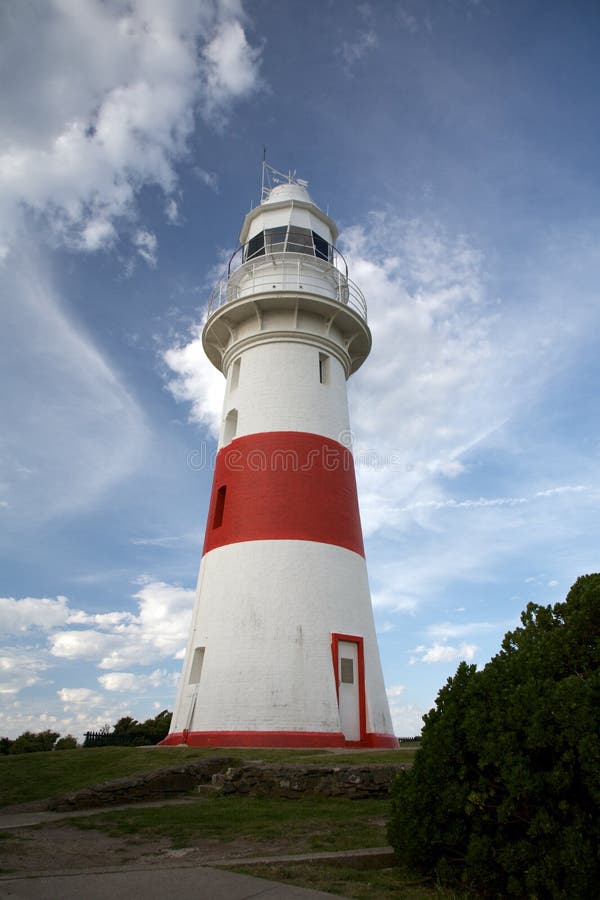 Little Red and White Striped Lighthouse, Tasmania Stock Image - Image ...