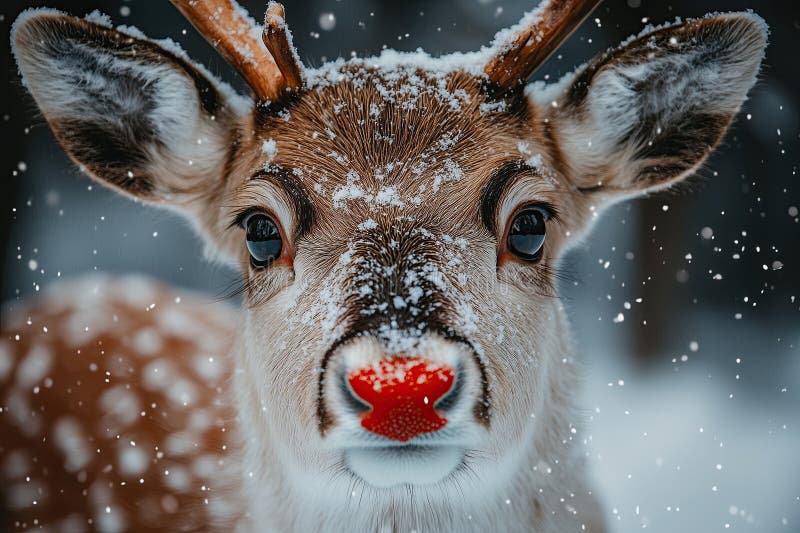 Little Reindeer with a Bright Red Nose Rudolph Stock Illustration ...