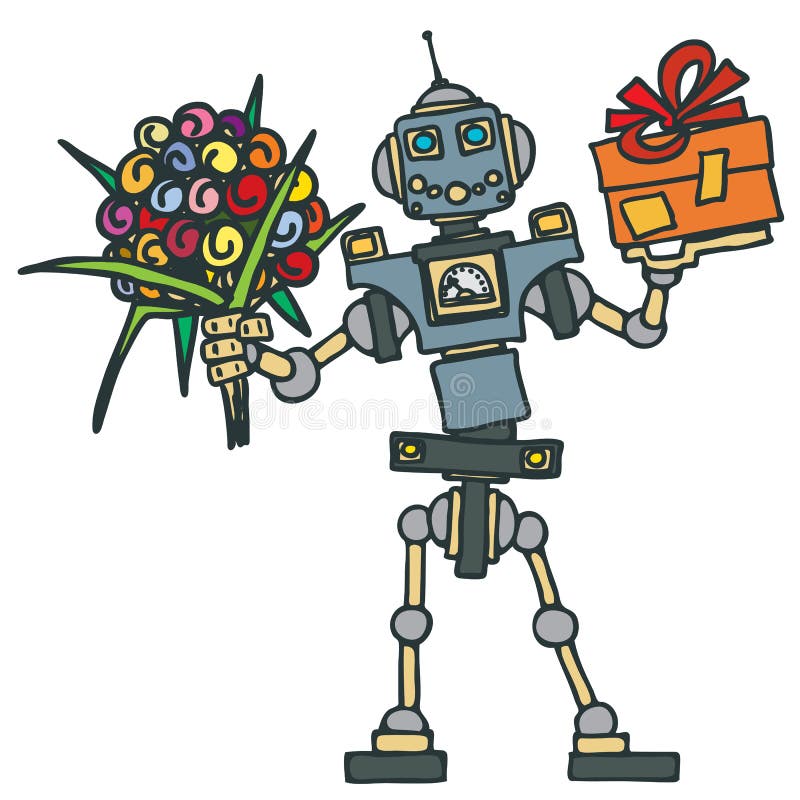 Little Robot, Electronic, Computer Device. Stock Vector - Illustration ...