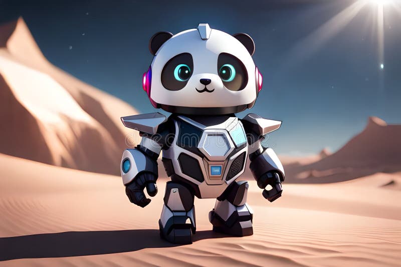 Little robot mecha panda stock illustration. Illustration of cute ...
