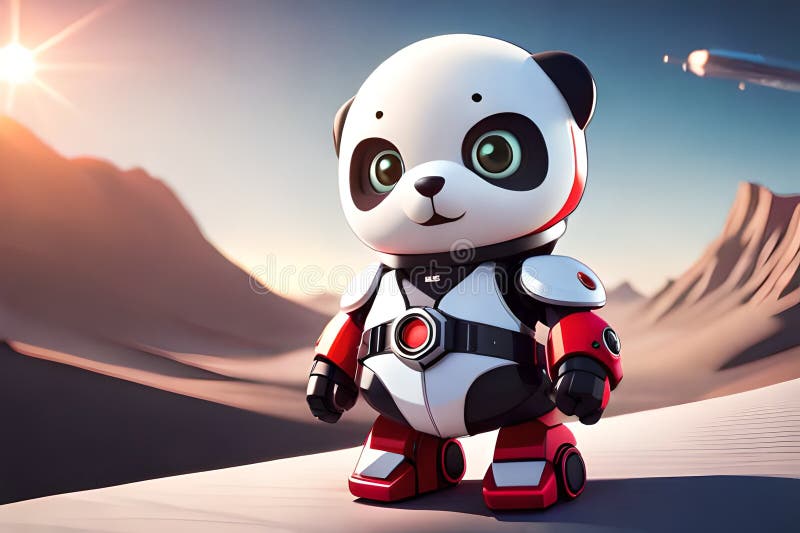 Little robot mecha panda stock illustration. Illustration of generate - 277746189
