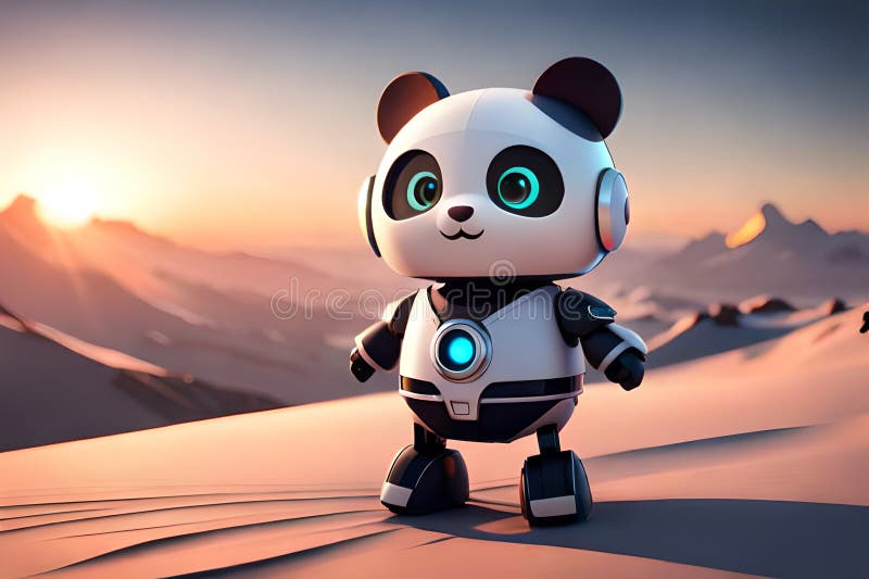Little robot mecha panda stock illustration. Illustration of small ...