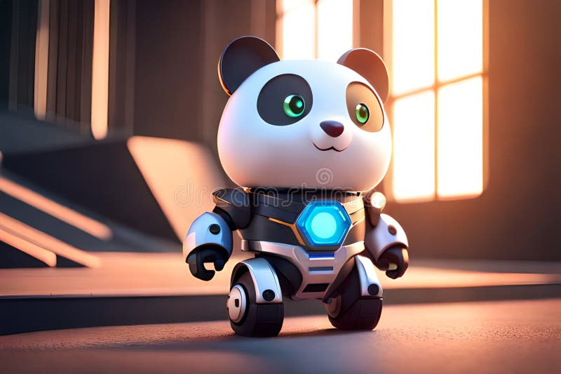 Little robot mecha panda stock illustration. Illustration of isolated ...