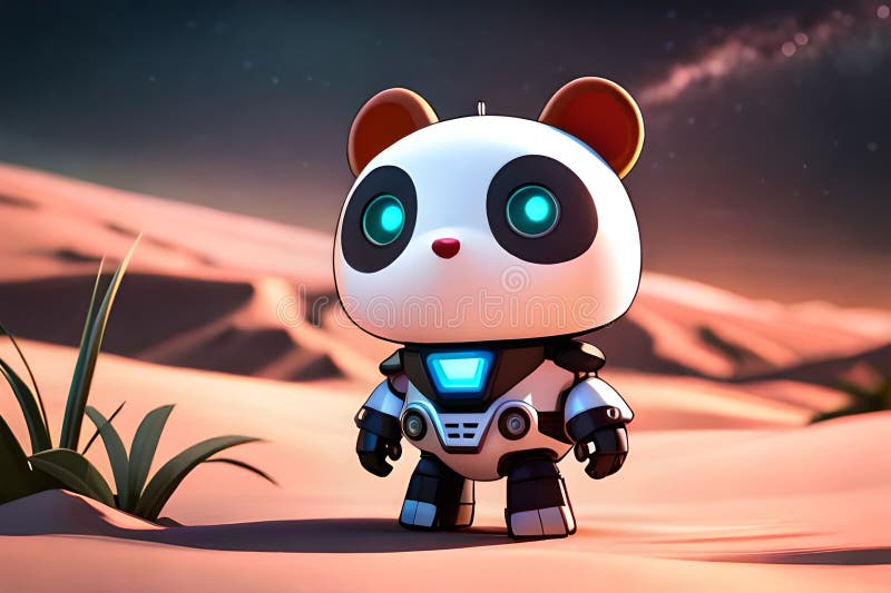 Little robot mecha panda stock illustration. Illustration of mascot ...