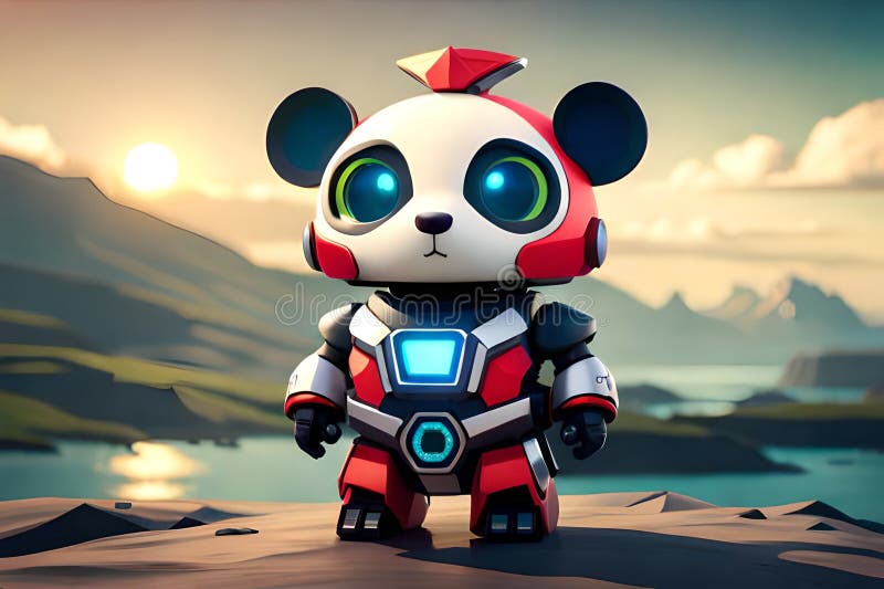 Little robot mecha panda stock illustration. Illustration of games ...