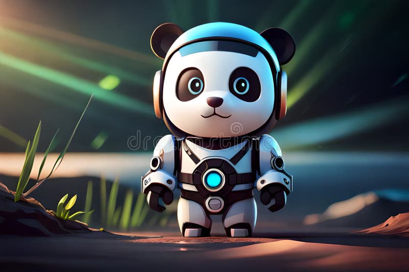 Little robot mecha panda stock illustration. Illustration of lego ...