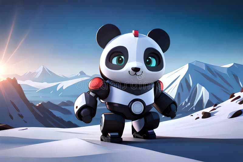 Little robot mecha panda stock illustration. Illustration of design ...