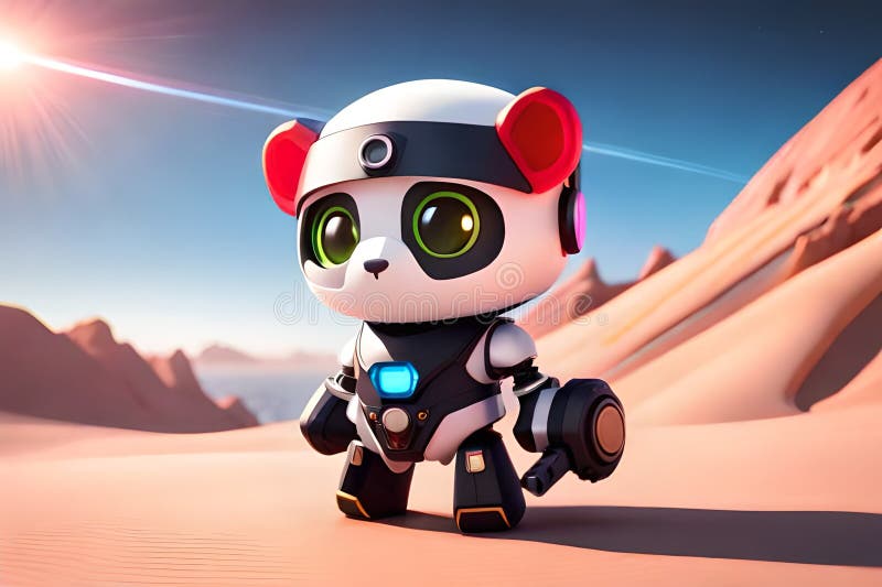 Little robot mecha panda stock illustration. Illustration of games ...