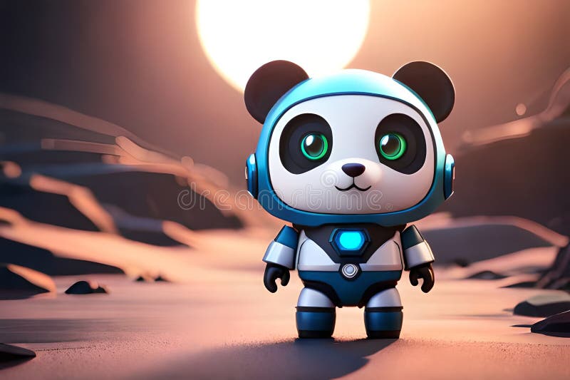Little robot mecha panda stock illustration. Illustration of cute ...