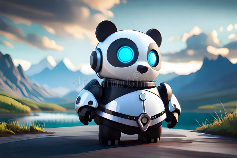 Little robot mecha panda stock illustration. Illustration of mecha ...