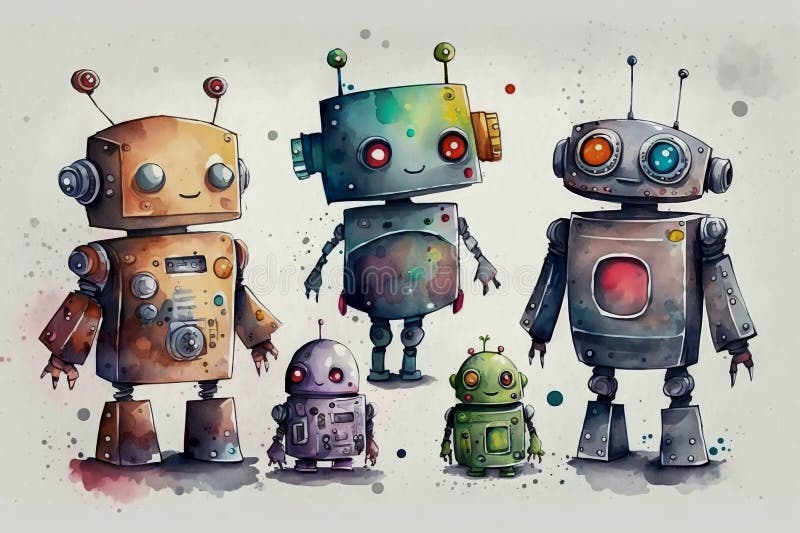 Little robots stock illustration. Illustration of robots - 271225027